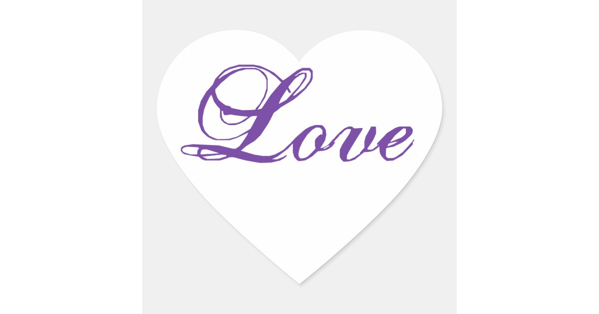 Love Heart Shape Stickers for Weddings Purple | Zazzle