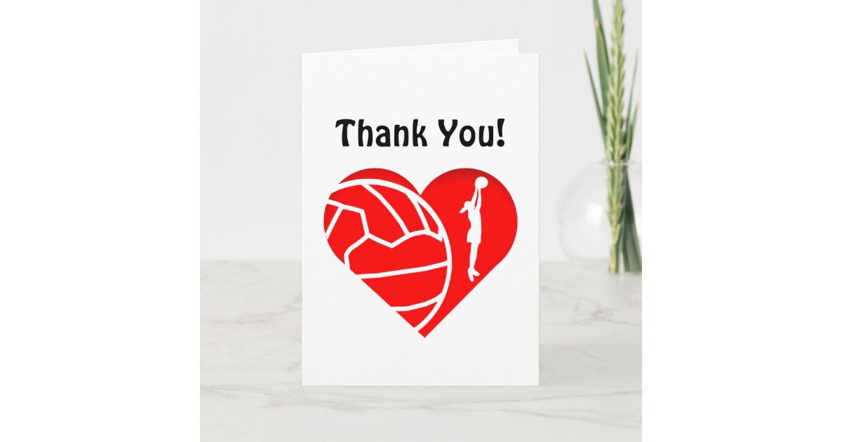 Love Heart Silhouette Netball Thank You | Zazzle