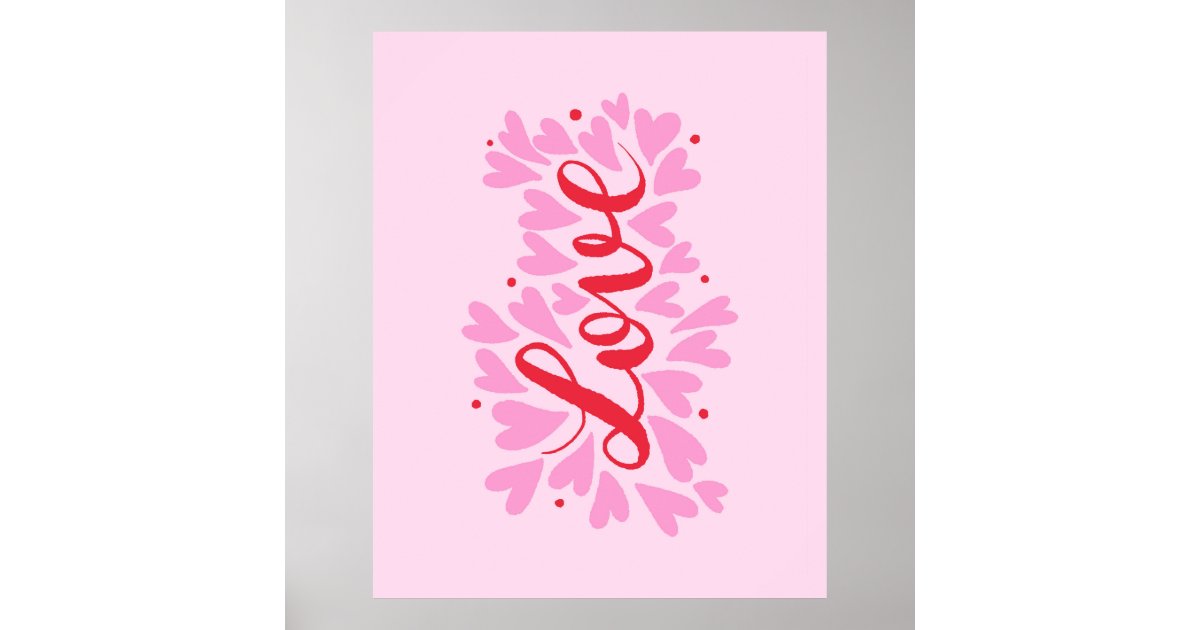 Love hearts - pink and red poster | Zazzle
