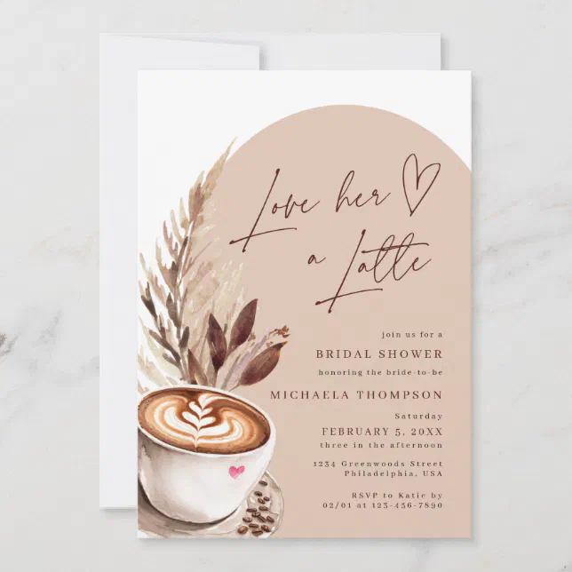 Love her a Latte Coffee Bridal Shower Invitation | Zazzle