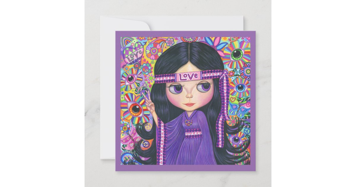 Love Hippie Girl Flower Child Peace Sign | Zazzle