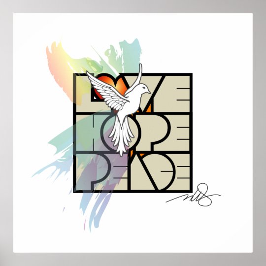 Love Hope Peace Dove Poster | Zazzle.com