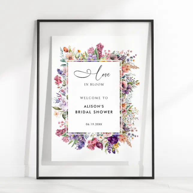 Love In Bloom Bridal Shower Floral Garden Welcome Poster | Zazzle