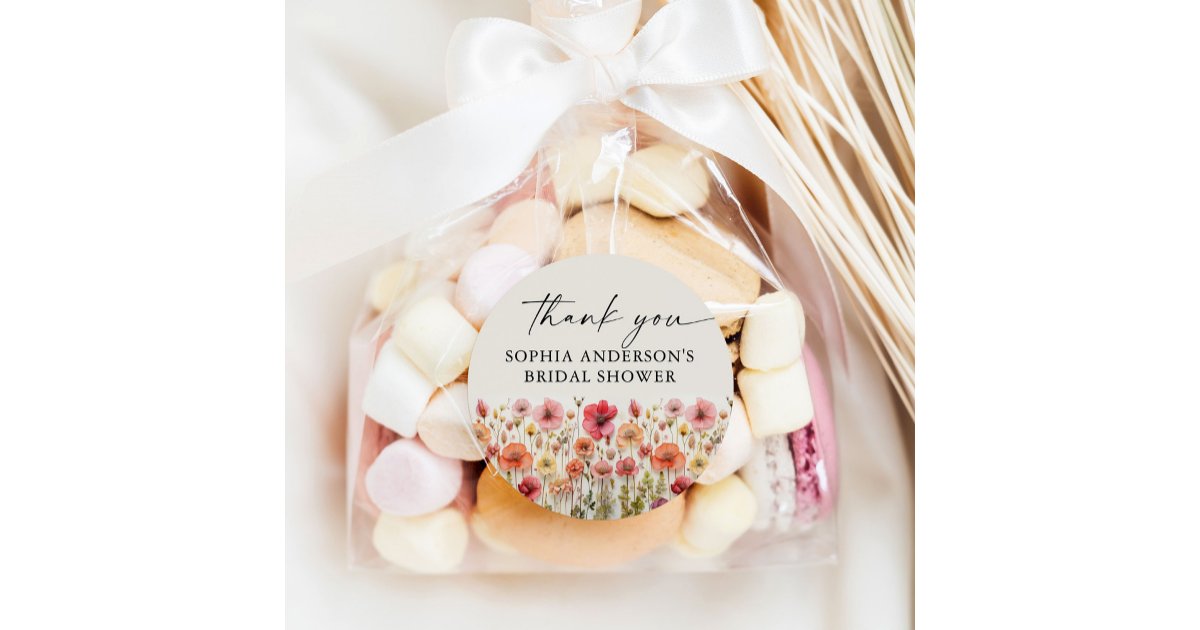 Love in Bloom Bridal Shower Round Favor Stickers | Zazzle