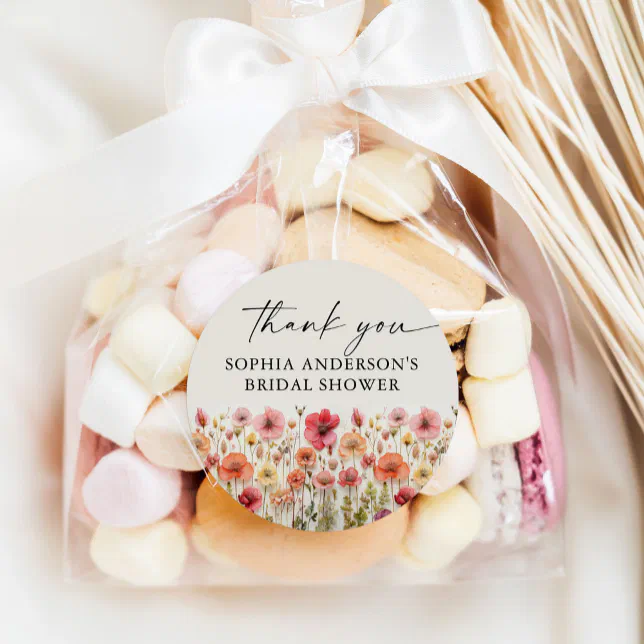 Love in Bloom Bridal Shower Round Favor Stickers | Zazzle