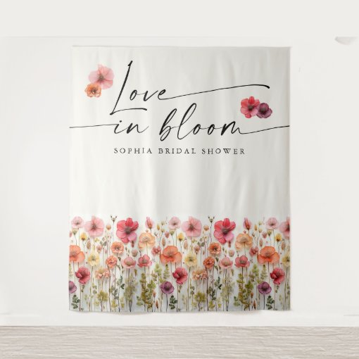 Love In Bloom Bridal Shower Tapestry Backdrop | Zazzle
