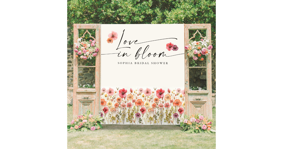 Love In Bloom Bridal Shower Tapestry Backdrop | Zazzle
