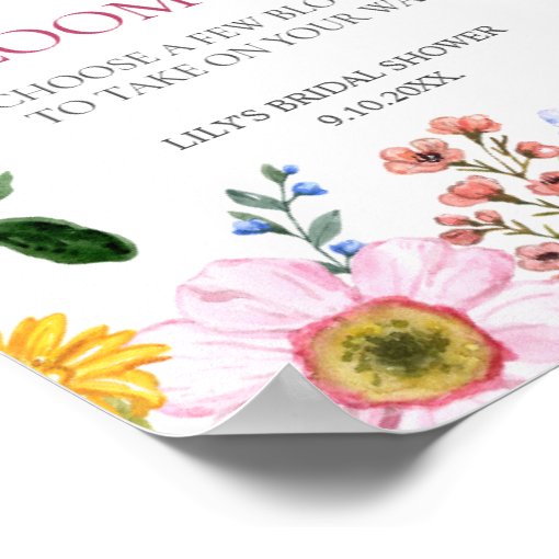 Love in Bloom Wildflower Bridal Shower Bloom Bar Poster | Zazzle