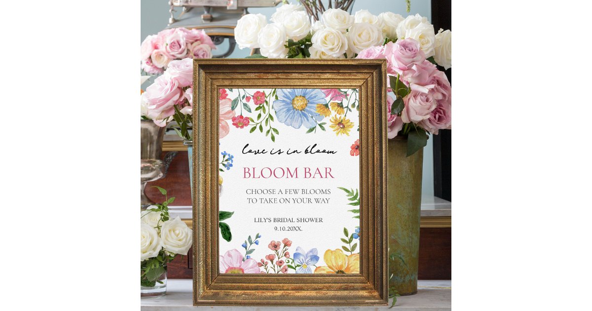Love in Bloom Wildflower Bridal Shower Bloom Bar Poster | Zazzle