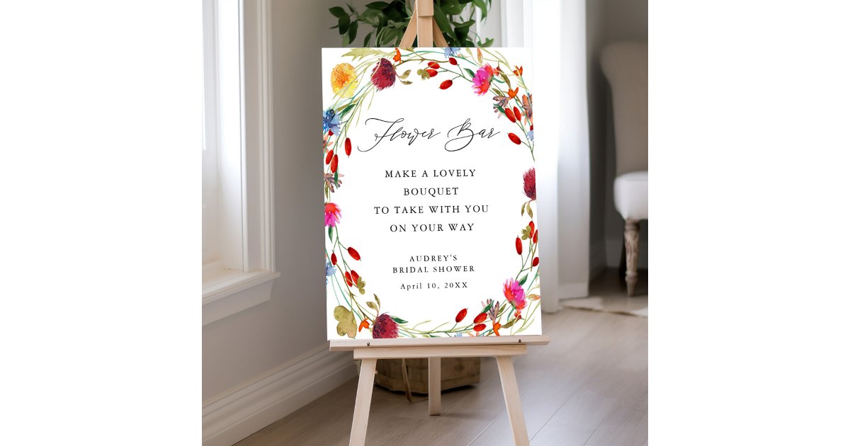 Love in Bloom Wildflower Wreath Flower Bar Foam Board | Zazzle