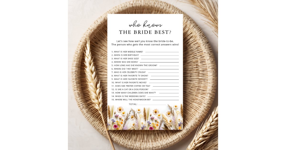 Love in Boom Who Knows Bride the Best Shower Game | Zazzle