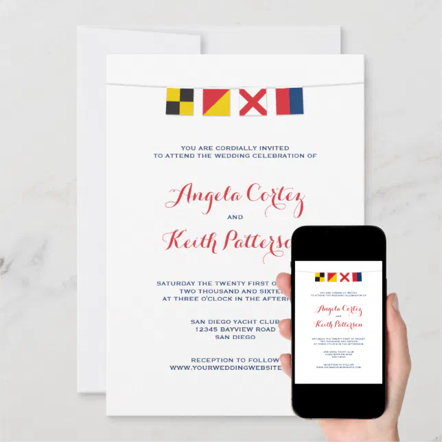 LOVE in Colorful Nautical Signal Flags Invitation | Zazzle
