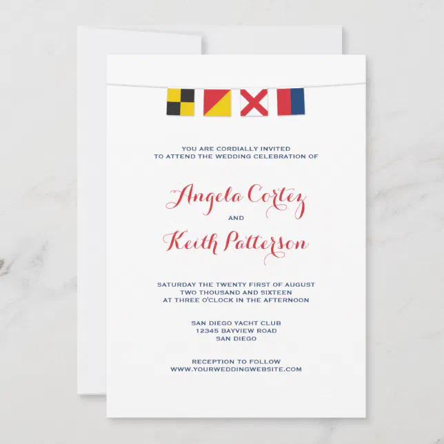 LOVE in Colorful Nautical Signal Flags Invitation | Zazzle