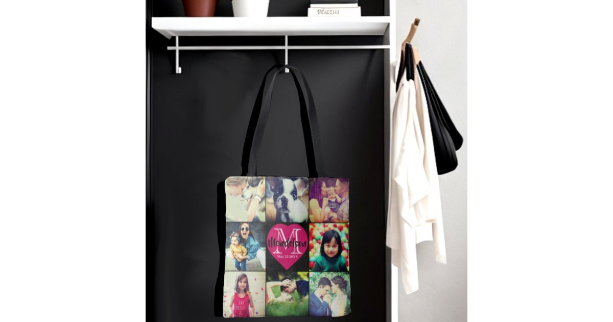 Love in photo Collage Unique Carry Tote Bag | Zazzle