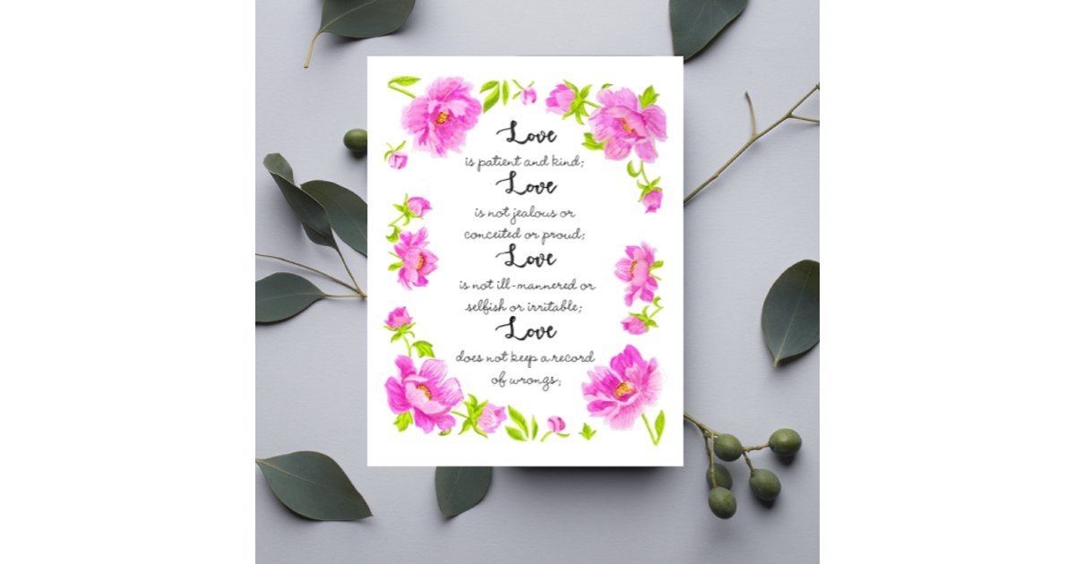 Love Is 1 Corinthians 13 Personalized Valentine's Holiday Card | Zazzle