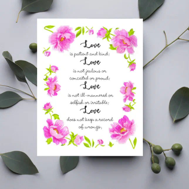 Love Is 1 Corinthians 13 Personalized Valentine's Holiday Card | Zazzle