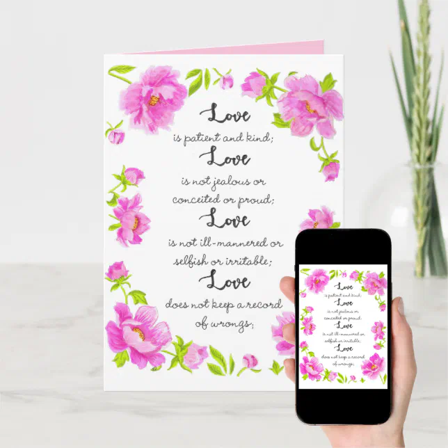 Love Is 1 Corinthians 13 Personalized Valentine's Holiday Card | Zazzle