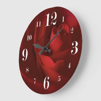 Love is a Red Rose Floral Large Clock | Zazzle