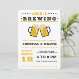 Love Is Brewing Adult Beer Wedding Bridal Shower Invitation | Zazzle