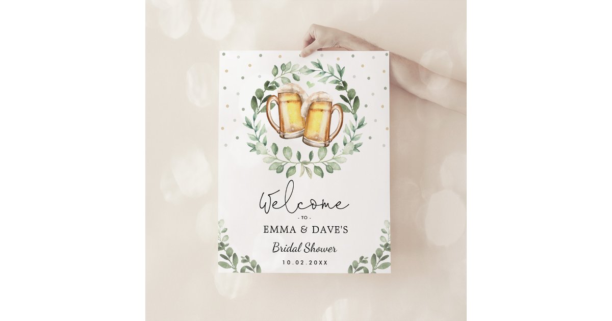 Love is Brewing Beers Cheers Bridal Shower Welcome Poster | Zazzle