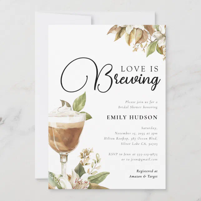 Love is Brewing Coffee Bridal Shower Invitation | Zazzle