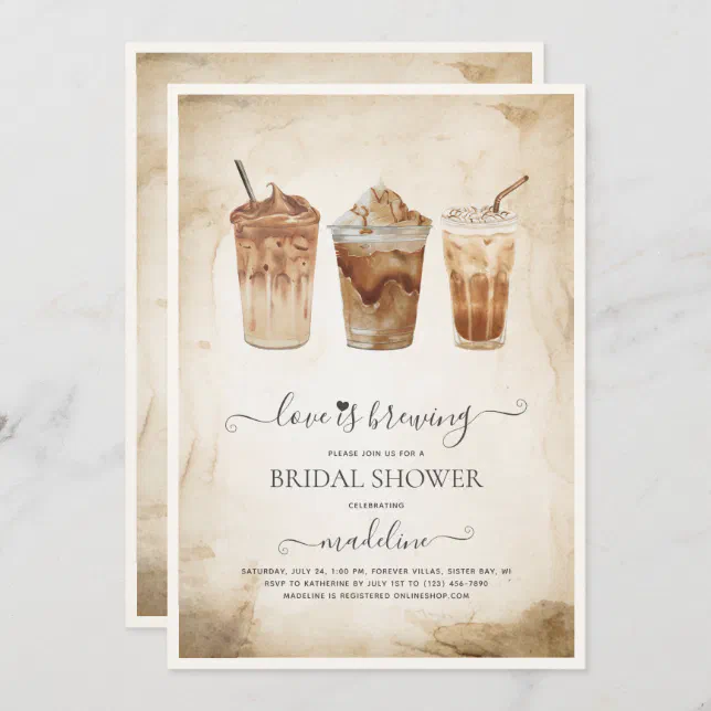 Love is Brewing Coffee Bridal Shower Invitation | Zazzle