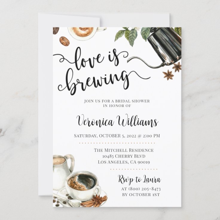 Love is Brewing Coffee Bridal Shower Invitation | Zazzle