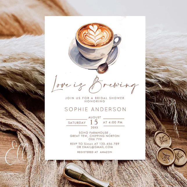 Love Is Brewing Coffee Bridal Shower Invitation | Zazzle