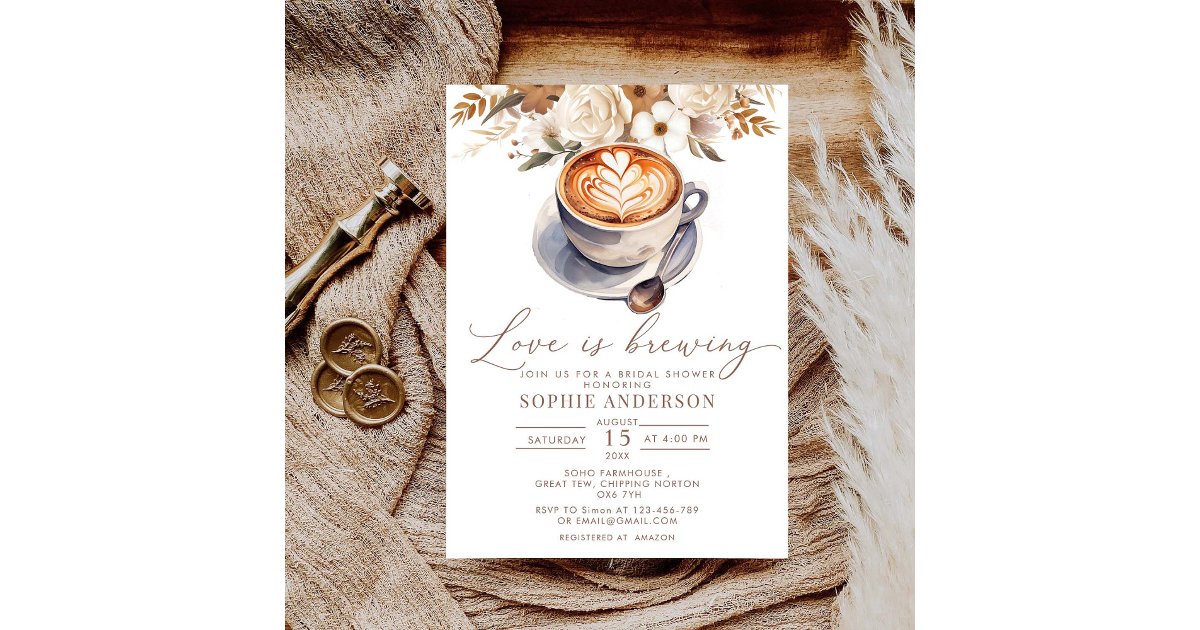 Love Is Brewing Coffee Bridal Shower Invitation | Zazzle