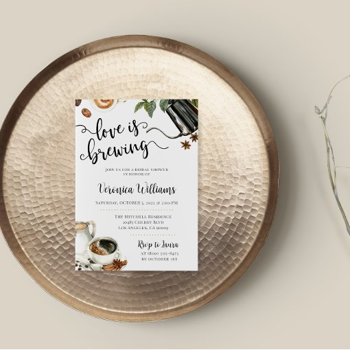 Love is Brewing Coffee Bridal Shower Invitation | Zazzle