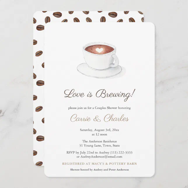 Love is Brewing Coffee Cup Wedding Shower Invitation | Zazzle