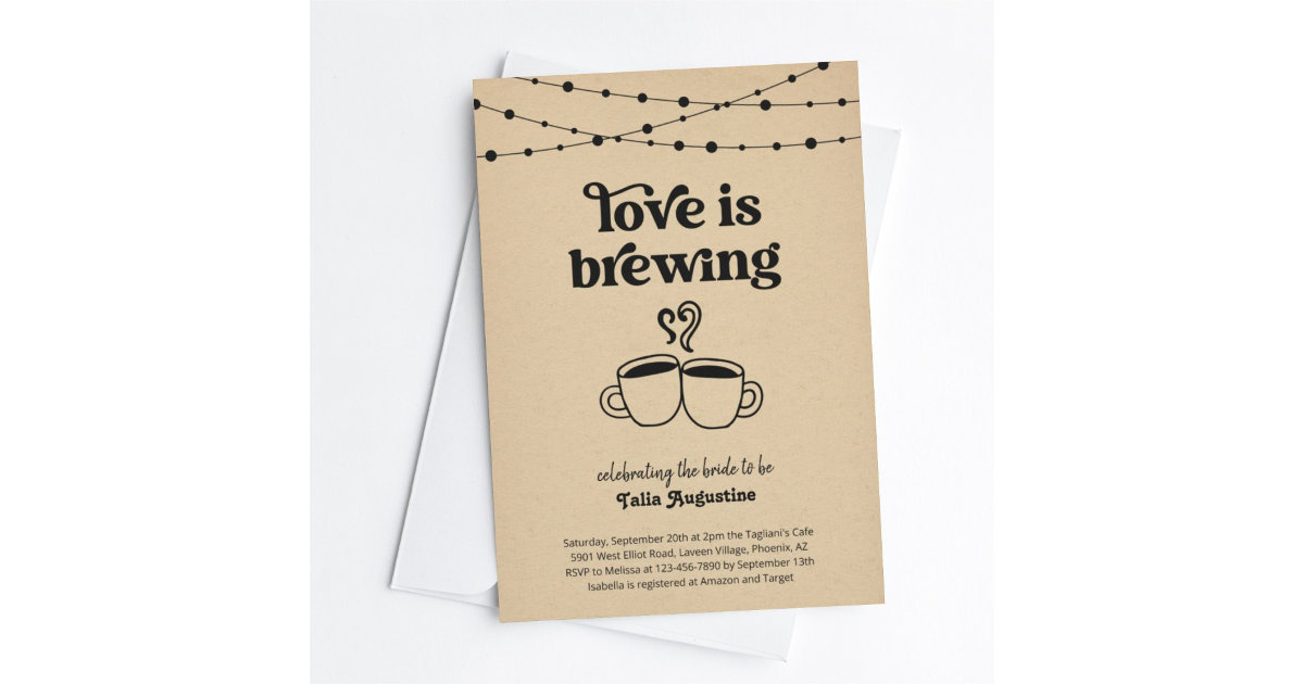 Love is Brewing Coffee Tea Couples / Bridal Shower Invitation | Zazzle