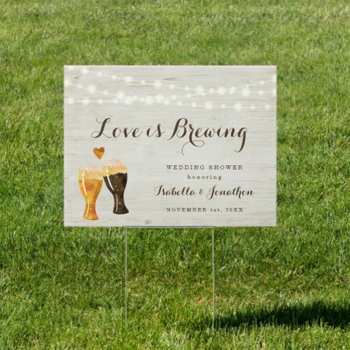 Love is Brewing Couple Wedding Shower Welcome Sign | Zazzle