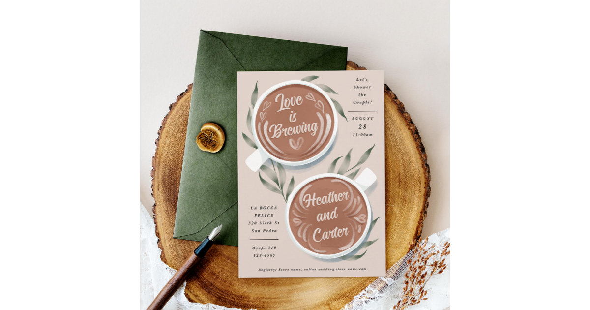 Love is Brewing Mocha Latte Coffee Couple's Shower Invitation | Zazzle