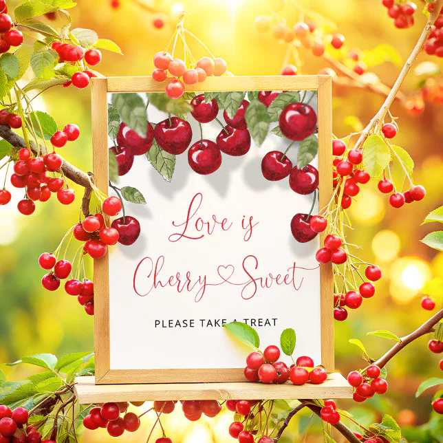 Love is Cherry Sweet Take a Treat Poster | Zazzle
