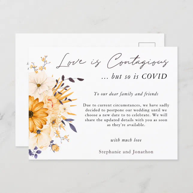 Love Is Contagious Wedding Postpone COVID19 Floral Announcement ...