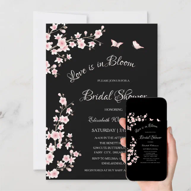 Love Is In Bloom | QR Code Registry Bridal Shower Invitation | Zazzle