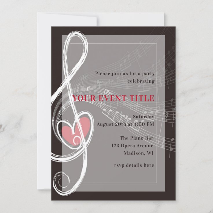 Love is in the Air Music-Themed Party Invitation | Zazzle