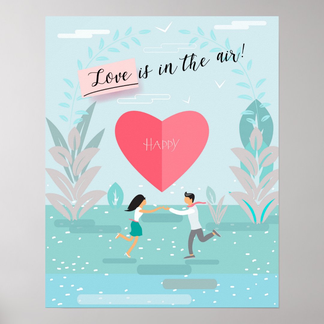 "Love is in the Air!" Valentine's Day Modern Poster | Zazzle