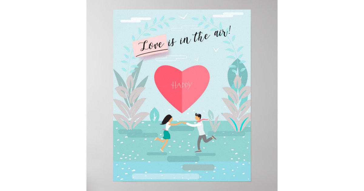"Love is in the Air!" Valentine's Day Modern Poster | Zazzle