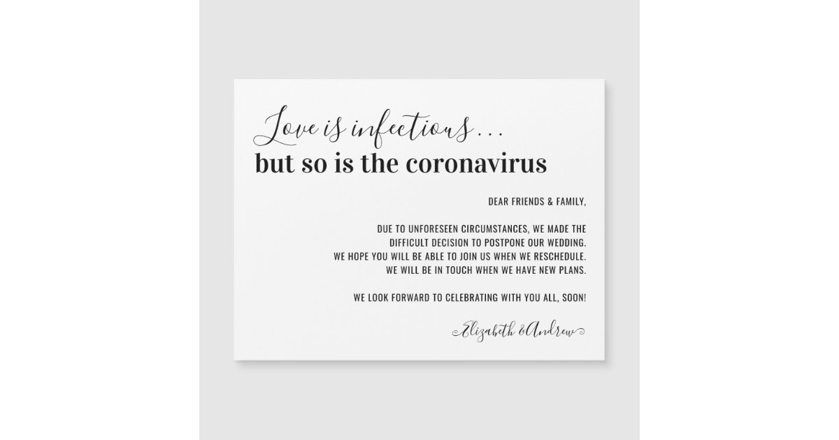 Love is Infectious Covid19 Wedding Postponement | Zazzle