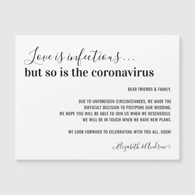 Love is Infectious Covid19 Wedding Postponement | Zazzle
