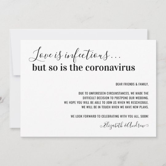 Love is Infectious Covid19 Wedding Postponement Announcement | Zazzle.com