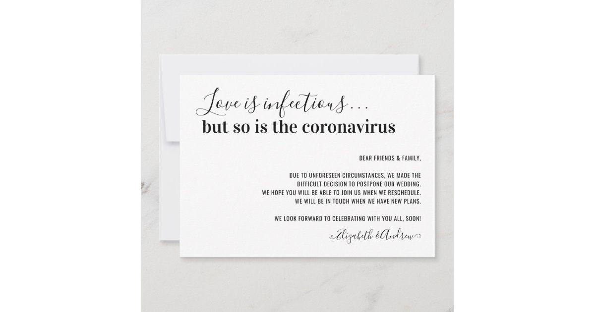 Love is Infectious Covid19 Wedding Postponement Announcement | Zazzle