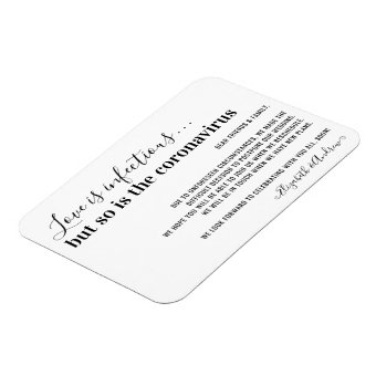 Love is Infectious Covid19 Wedding Postponement Magnet | Zazzle