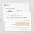 Love is Infectious Gold Wedding Postponement Announcement Postcard | Zazzle