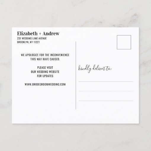 Love is Infectious Navy Blue Wedding Postponement Announcement Postcard ...