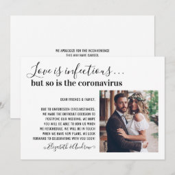 Love is Infectious Photo Change the Date Wedding Announcement | Zazzle