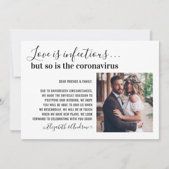 Love is Infectious Photo Change the Date Wedding Announcement | Zazzle