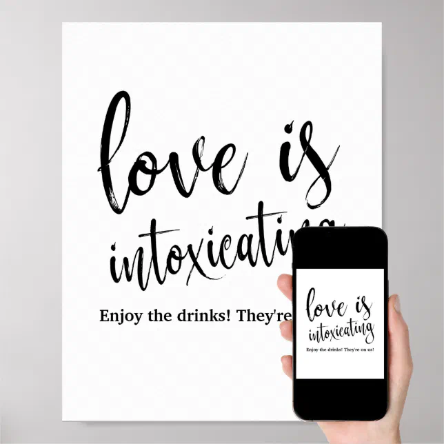 Love is Intoxicating 8x10 Wedding Bar Sign | Zazzle